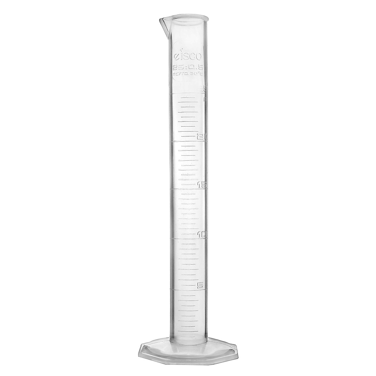 EISCO 7PC Graduated Cylinder Set - Class B - 10ml, 25ml, 50ml, 100ml, 250ml, 500ml & 1000ml - Polypropylene Plastic, Octagonal Base, Moulded Graduations - Industrial Quality, Autoclavable