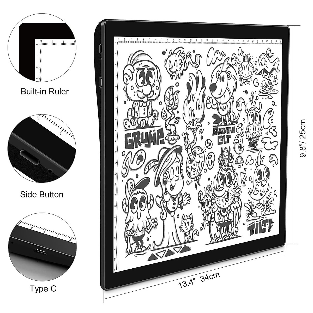 A4 Rechargeable Light Pad, KOBAIBAN Wireless Magnetic Tracing Light Box, 5 Levels Brightness LED Light Tablet Board, Cordless Battery Powered Light Drawing Table for 5D DIY Diamond Painting, Sketching