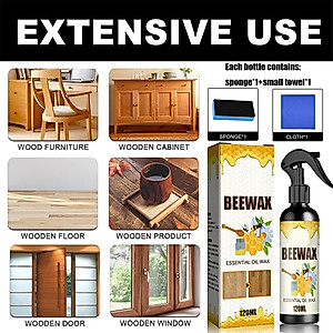 Toheok 2PCS Beeswax Furniture Polish, Original beeswax furniture polish, Natural Micro-Molecularized Beeswax Spray, Furniture Beeswax Polish and Cleaner Spray