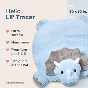 Bearington Lil' Tracer Plush Dinosaur Belly Blanket, Tummy Time Play Mat