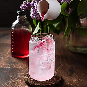 VEVELU 25 Pack Sublimation Glass Cups with Lids and Straws 16oz Clear Sublimation Glass Can Blanks Tumblers Glass Sublimation Cups with Bamboo Lid Drinking Juice Jars Beer Can Glass Iced Coffee Cups