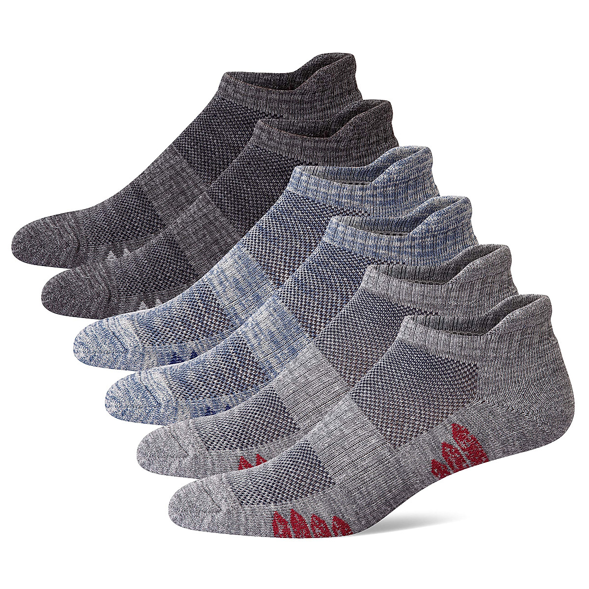 u&i Men's Performance Cushion Cotton Low Cut Ankle Athletic Socks with Tab, Grey (6-Pack)