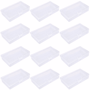 DIRBUY 12pcs Small Plastic Rectangular Containers, Clear Mini Plastic Boxes with Lids for Beads and Small Items (5x 3 x 1 inch)