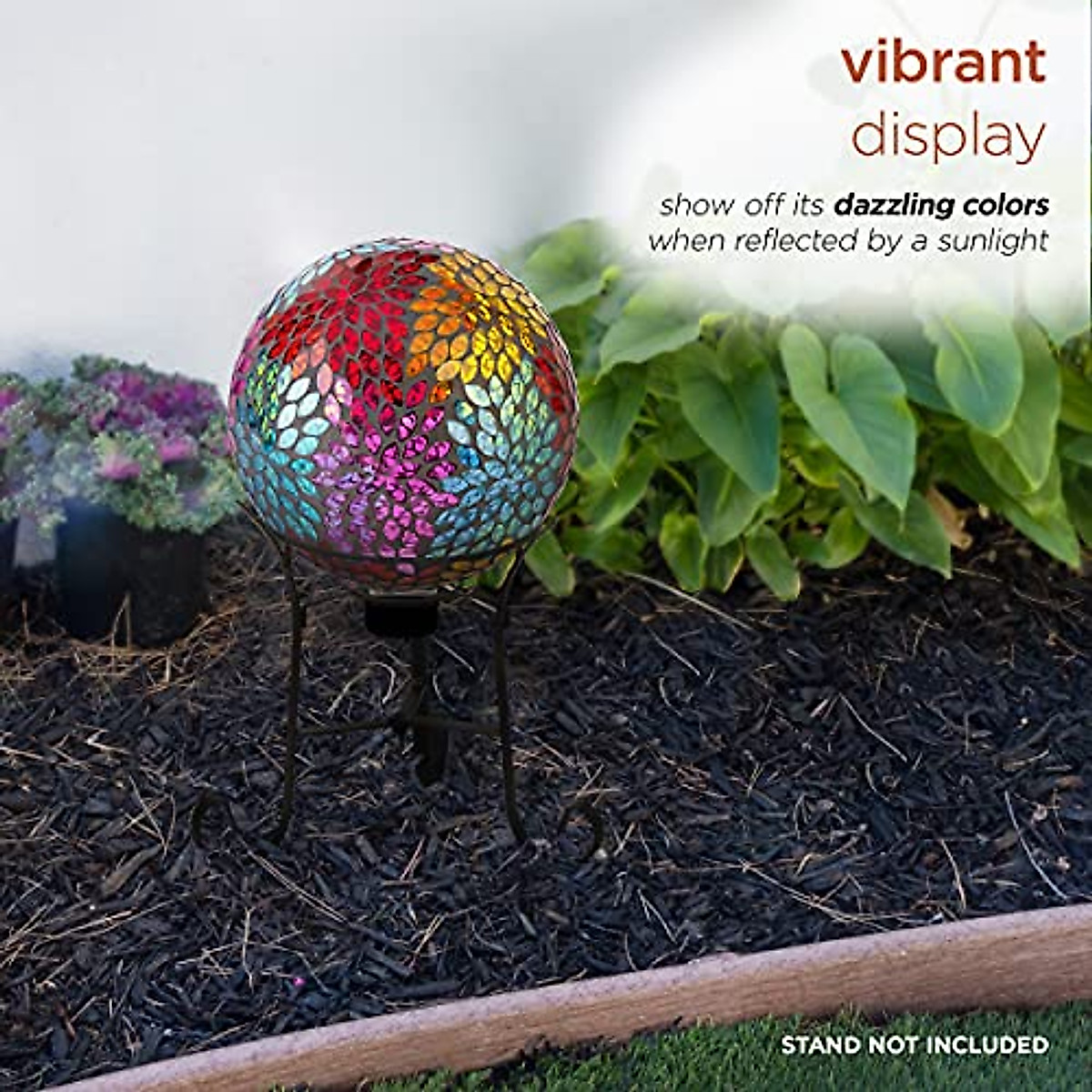 Alpine Corporation HMD172 Alpine 10" Diameter Indoor/Outdoor Glass Leaf Pattern Yard Decoration, Multicolor Gazing Globe