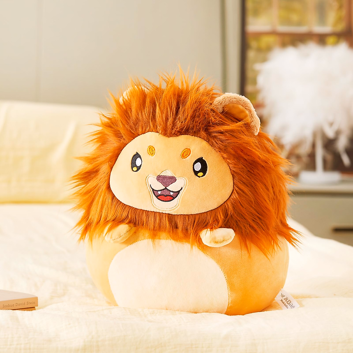 Houwsbaby 12'' Lion Plush Pillow, Soft Yellow Lion Stuffed Animal Toy, Cute Plush Toy Anime Stuffed Pillow, Festivals, Birthdays, Christmas, Halloween, Thanksgiving Day Idael Gift for Boys Girls Kids