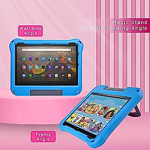2023 New 10in Tablet Case for Kids(2021/2023 Release 11/13th Generation),OQDDQO ipad Light Weight Anti Slip Shockproof Kids Friendly Case for 10 inch Table (Blue)