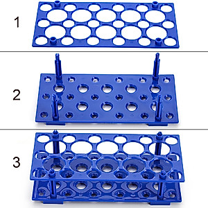 Lawei 6 Pack 28 Well Test Tube Rack, Laboratory Centrifuge Plastic Tube Holder, Detachable Plastic Stand, Storage Test Tube Rack for 10ml / 15ml / 50ml Tube, Blue and Orange