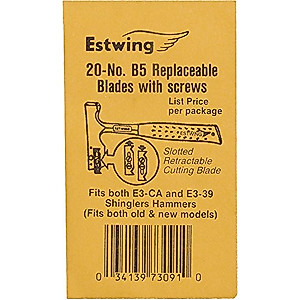 Estwing - B20 B-20 Shingler's Hammer replacement Blades -Bulk Pack (20)- Fits E3-CA & E3-39