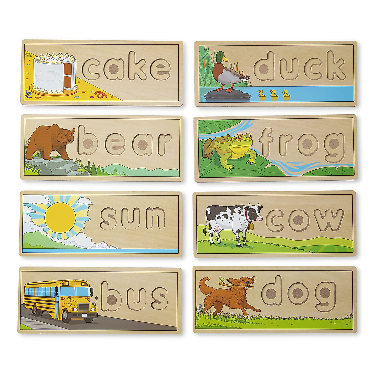 Melissa & Doug See & Spell Wooden Educational Toy With 8 Double-Sided Spelling Boards and 64 Letters Preschool Learning Activities, See & Spell Learning Toys For Kids Ages 4+
