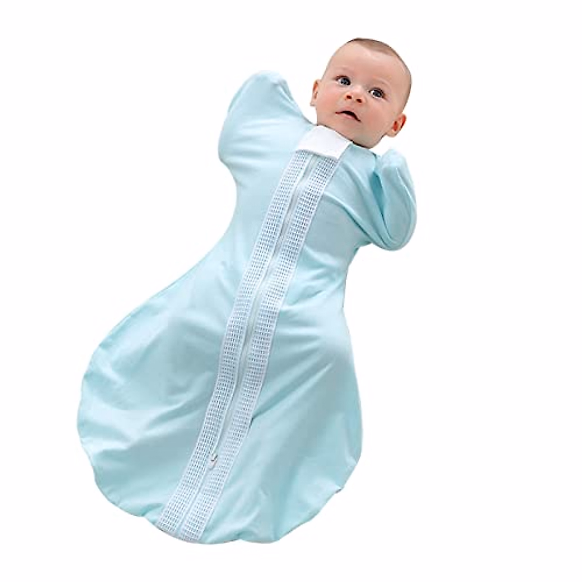 ZIGJOY Baby Wearable Blanket Newborn Swaddle with Arms Up Cotton Baby Sleep Bag with 2-Way Zipper 0.5 TOG Soft Transition Sleep Sack for Infant Boy Girl 3-6 Months Mint Green