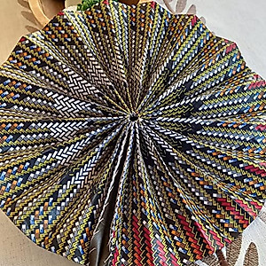Unique Handmade African Folding Fan - Traditional Wax Print Fabric - Ethnic Art & Gift Idea - Wedding Accessory (Multicolor)