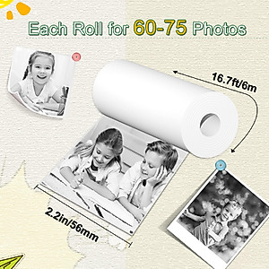 PROGRACE 6 Rolls Thermal Print Paper for Kids Instant Print Camera - Refill Print Paper Set for Kids Camera Inkless Paper for Most Kids Instant Camera 57 x 30 mm BPA Free
