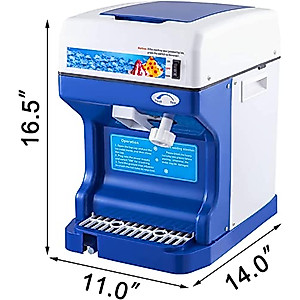 VEVOR 110V Electric Shaved Ice Machine 250W Snow Cone Maker Tabletop w/Adjustable Ice Texture, Ice Shaving Machine 265LBs/hr for Home and Commerical Use
