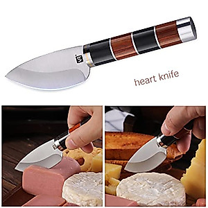 yq 3 Pieces Cheese Knives Set for Charcuterie Boards,Colorful Wooden Handle Cheese Knife Set for Soft Hard Cheeses,Parmesan Knife Cheese Cutter Serving Fork,Gift Box