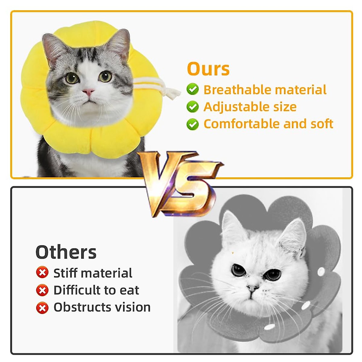 Adjustable Protective Collar for Cat and Puppy，Soft Pet Recovery Collar Does Not Block Vision E Collar，Surgery Recovery Elizabethan Collars