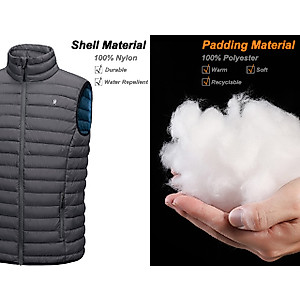 Little Donkey Andy Men's Lightweight Warm Puffer Vest Outdoor Sleeveless Jacket for Golf Hiking Casual Travel Steel Gray M