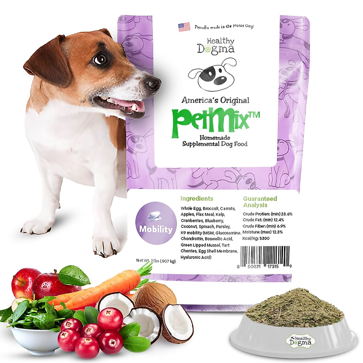 Healthy Dogma - PetMix Dehydrated Dog Food - Raw Dog Food - Joint Support & Mobility - Grain Free, Clean Ingredient Dog Food - No Preservatives, Homemade Dog Food (Mobility, 2 lbs)
