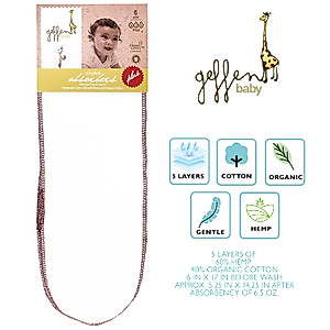 Geffen Baby Super Absorbers Plus Cloth Diaper Inserts, Reusable Liners for Baby Diapers, Booster Pads for Overnight Bedwetting, Nap Time, or Day Time Heavy Wetters, 5 Layer Absorbent Insert, 6 Pack