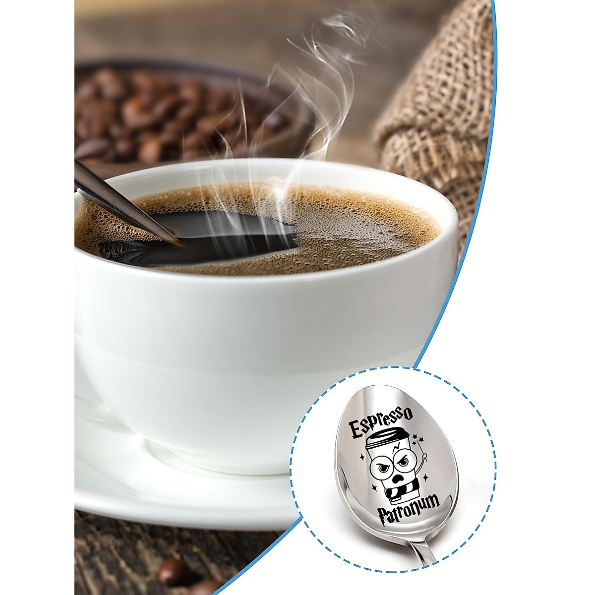 Advivio Funny Engraved Stainless Steel Espresso Spoons for Coffee Lovers Gifts, Harry Potter Easter Basket Coffee Ice Cream Spoop for Bookworms, Harry Potter Fans Thanksgiving Graduatiod Gifts