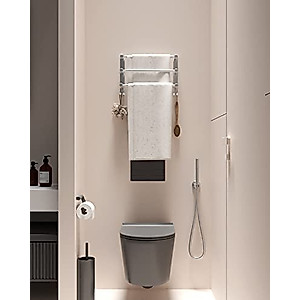 3-Tier Ladder Bath Towel Bar Strechable 16 to 27.6 Inch, ZUEXT Brushed Nickel Stainless Steel Adjustable Towel Holder Hanger, Wall Mounted Towel Rod for Bathroom Kitchen,Towel Rail Racks with Hooks