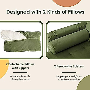 TUOCHUFUN Modern Loveseat Sofa Couch,Mid Century Couches for Living Room, Upholstered 2-Seat Love Seats with Pillow (Army Green)