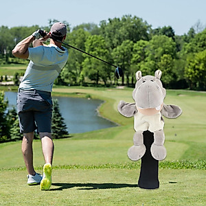 Colaxi Golf Club Wood Head Cover Driver Fairway Wood Head Cover Golf Headcovers Replacement Sleeve Protector Guard with Cute Hippo Design