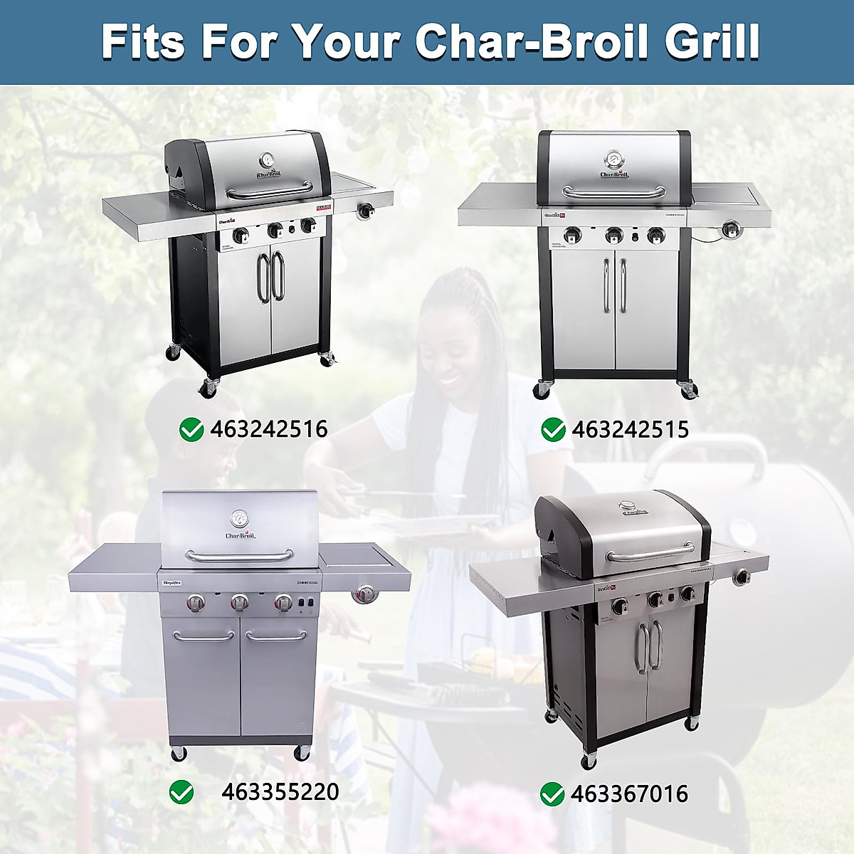 Repair Kit for Charbroil 463242516 463242515 463355220 463367016 463342620 463342420 Grill Parts, G466-2400-W1 Cooking Grate Infrared Emitter & G474-0017-W2 Grill Grate for Charbroil 463242516 Grill