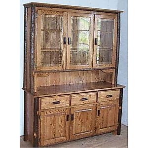 Three Door Oak Hutch With Hickory Trim