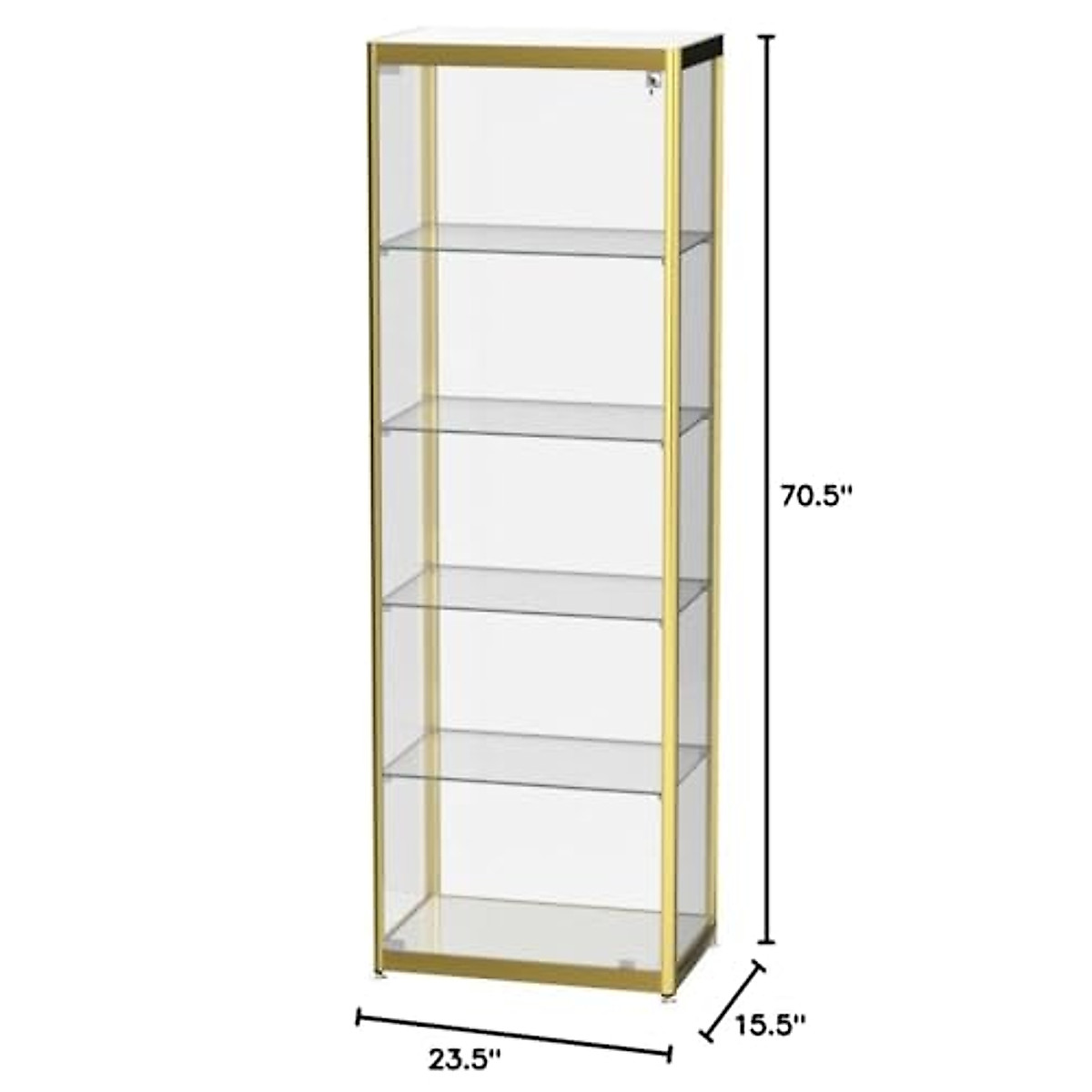 Displays2go Illuminated Tempered Glass Showcases – Gold (DCKDMT24G)