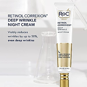 RoC Retinol Correxion Deep Wrinkle Anti-Aging Night Cream, Daily Face Moisturizer with Shea Butter, Glycolic Acid and Squalane, Skin Care Treatment, 1 Ounce