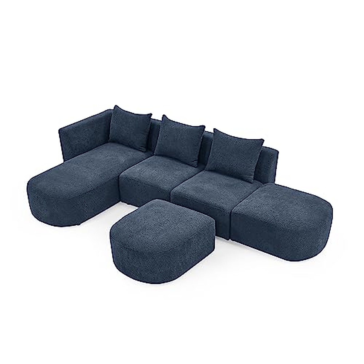 Free Combination Upholstered Reversible Modular Sectional Sofa,Rearrangeable L-Shaped Corner Cloud Deep Sofá with Left Side Chaise,Ottoman and Waist Pillows for Living Room Office Furniture Set