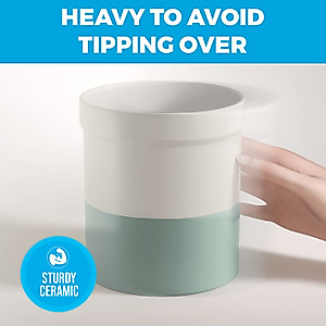 Large Ceramic Utensil Holder For Kitchen Counter - Utensil Crock - Dishwasher Safe Kitchen Utensil Holder For Kitchen Counter: Cooking tensil Caddy For Countertop - Hold More Utensils