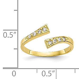 IceCarats 10K Yellow Gold Cubic Zirconia CZ Adjustable Toe Ring Open Midi Band Summer Beach Jewelry