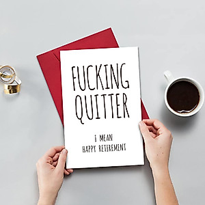 Ogeby Funny Retirement Card for Coworker Colleague Friend, Humor Retiring Card Gift for Him Her, Fucking Quitter I Mean Happy Retirement