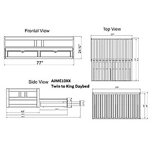 Alaterre Furniture Melody Extendable Bed Daybed, Dove Gray