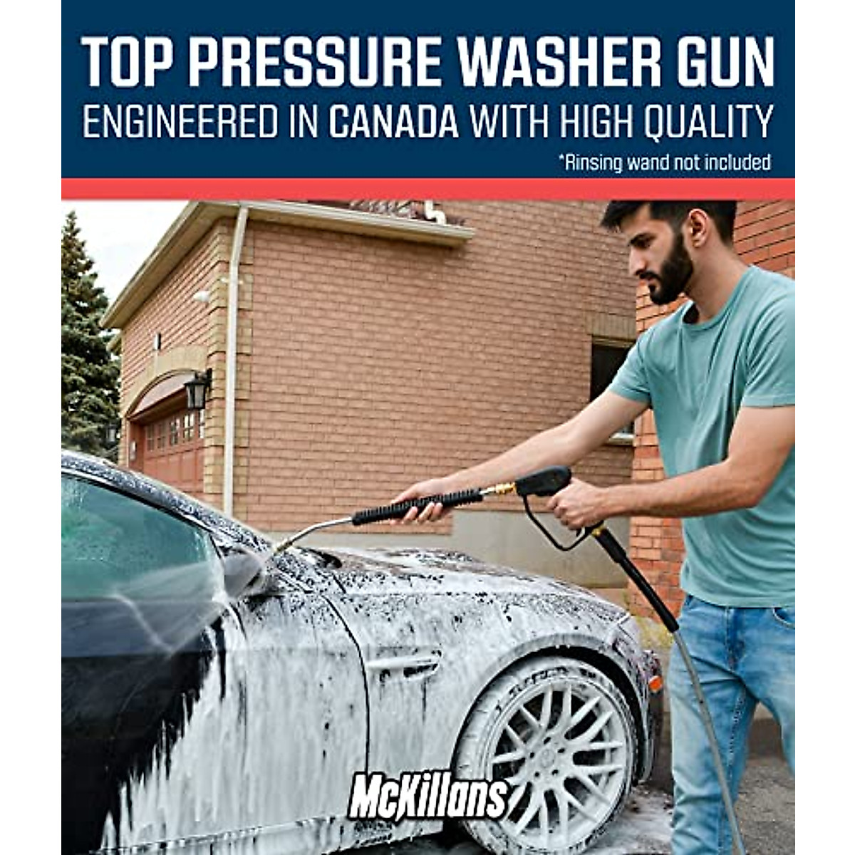 McKillans Short Pressure Washer Gun with Replacement M22 Inlet- High Pressure Water Handle with 1/4” Quick Connector Coupler - Power Washer Gun Compatible with Foam Cannon - Car Wash Foam Gun