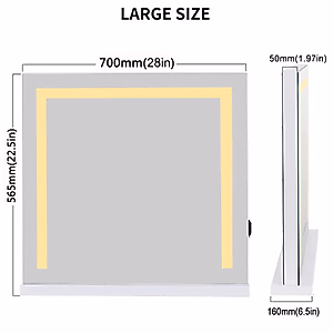 HOMPEN Makeup Mirror with Lights, Lighted Vanity Mirror, Table Top Lighted Beauty Mirror, Dimmable LED Light Strips, Hollywood Style Mirror