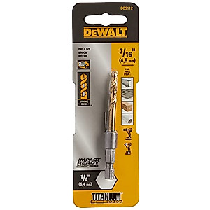 DEWALT DD5112 Impact Ready Titanium Nitride Coated Drill Bit, 3/16"