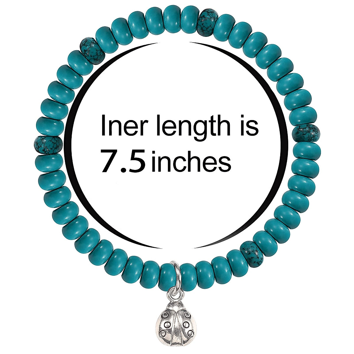 Haoze Farewell Going Away Gifts for Coworker Friends, Ladybug Coworker Leaving Gifts Retriement Gifts for Women Good Luck Bracelet New Job Moving Away Goodbye Farewell Gift for Women Men(Turquoise)