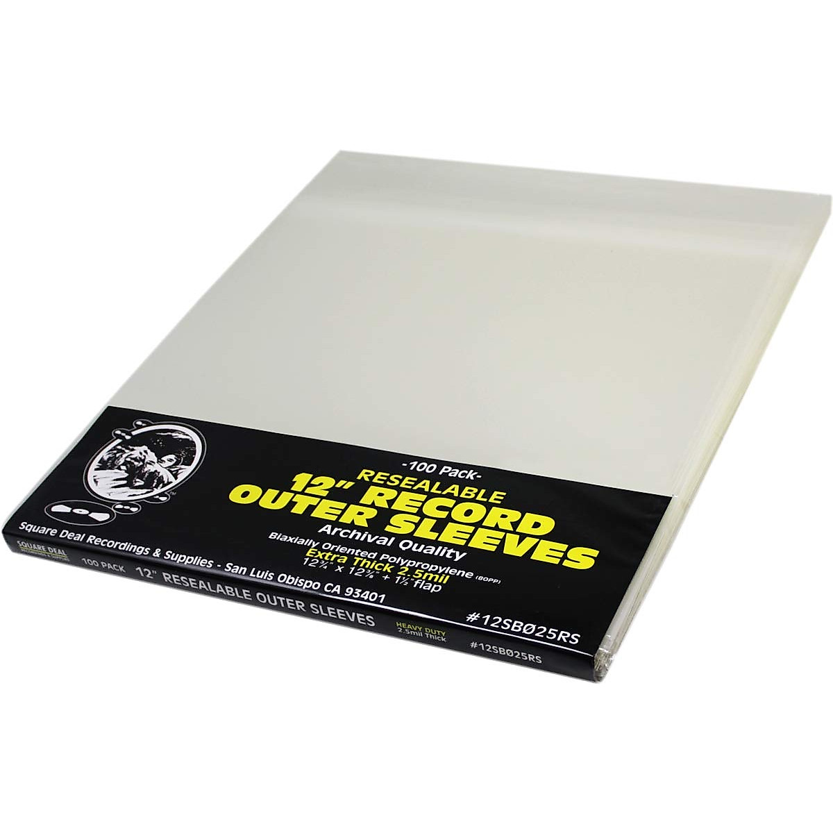 (1000) 12 Vinyl Record Outer Sleeves Extra Thick Resealable - Super Clear, Archival Quality - Premium 2.5 mil Thick - #12SB025RS