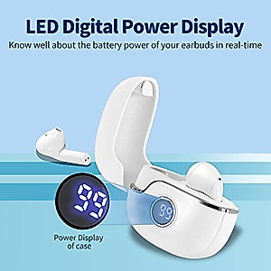 Wireless Ear Buds Bluetooth Headphones with Wireless Charging Case and LED Power Display Touch Control 30 Hrs Playtime Earphones HI-FI Stereo Earbuds with Built-in Mic for iPhone Android Samsung