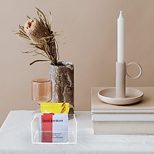 HEMOTON Tea Bag Bin Storage Organizer for Kitchen Tea Bag Organizer Desktop Acrylic Box Storage Transparent Coffee Bag Holder Sundries Box Sugar Packet Holder for Countertops Pantries, S