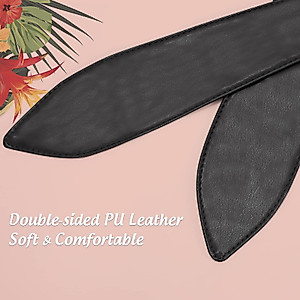 WHIPPY Women Obi Belt Fashion Wrap Around Wide Waistband Knotted Cinch Belt for Dress, Black, L