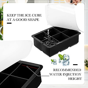 Lounsweer 8 Pcs Large Silicone Ice Cube Tray with Lid 2 Inch Square Big Ice Cube Molds for Cocktails Whiskey 6 Cavity Ice Trays for Freezer Easy Release Ice Cube Maker for Food Wine Juice