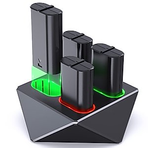 Rechargeable Battery Packs for Xbox Series X|S, 4 x 1200mAh Xbox one Controller Battery Packs, High Capacity Rechargeable Battery with Charger for Xbox One/One S|X/Xbox Series X|S/Elite Controllers