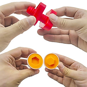 EJLIFEBOX 14 Pack Jumbo Nuts Bolts and Matching Eggs Fine Motor Skills Toys Set for Toddlers, Matching Color and Shape Game Toy Improve Motor Skills