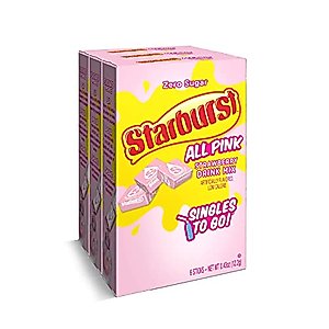 Starburst Singles To Go Powdered Drink Mix, All Pink Strawberry, 3 Boxes with 6 Packets Each - 18 Total Servings, Sugar-Free Drink Powder, Just Add Water, 6 count (Pack of 3)