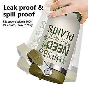 30oz Plant Tumbler with Handle and Straw, Green Plant Stainless Steel Vacuum Insulated Flip Straw Coffee Cups Spill Proof Travel Mug, Plant Gifts for Plant Lovers Gardeners, Gardening Gifts for Women