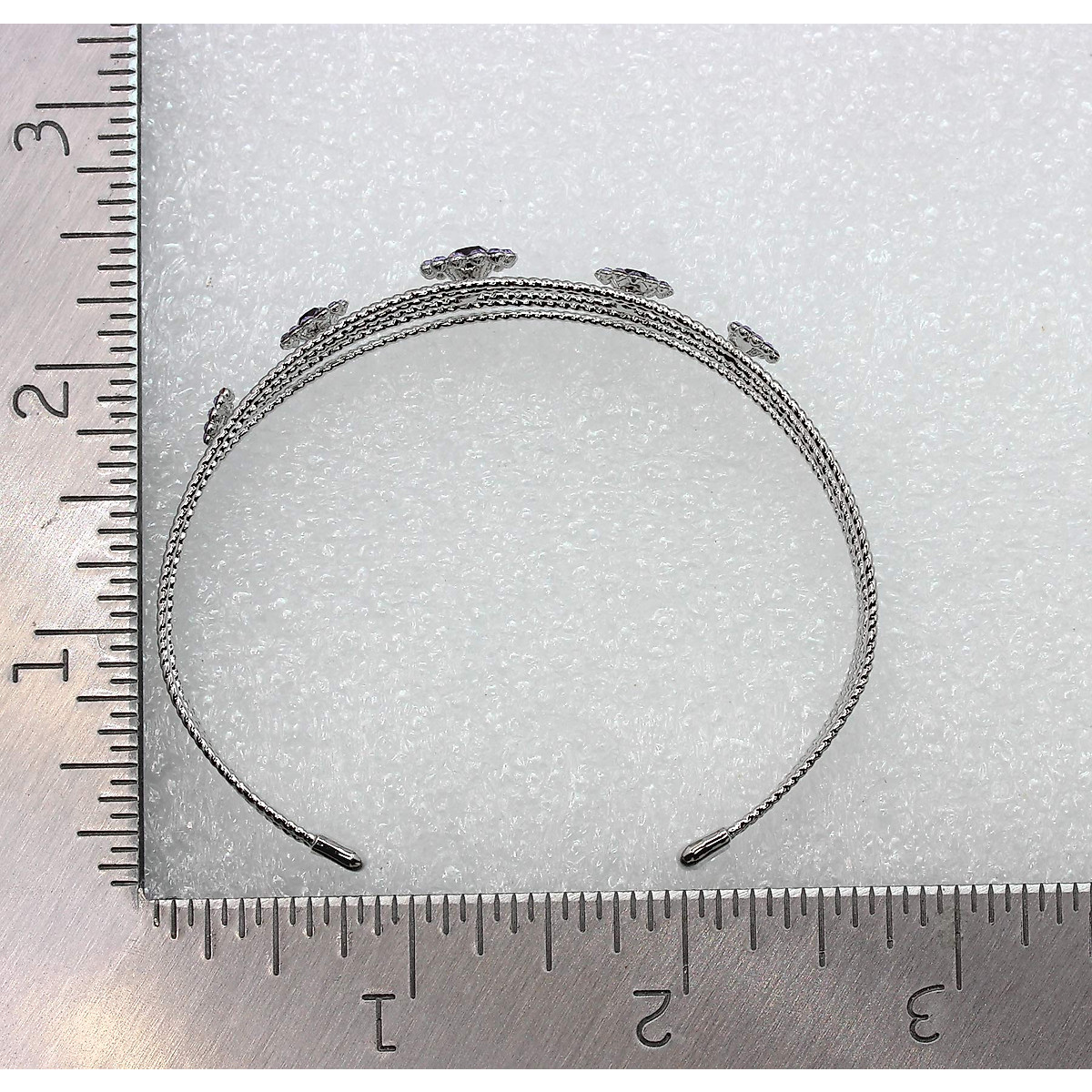 Faship Gorgeous Navy Blue Crystal Art Deco Floral Cuff Bracelet - Navy Blue