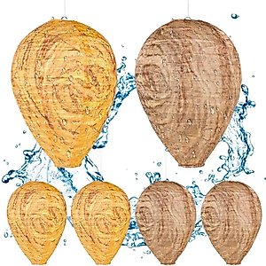 6 Pcs Fake Wasp Nest Decoy Fake Hornets Wasp Nest Deterrent Hanging Wasp for Outdoor Home Garden
